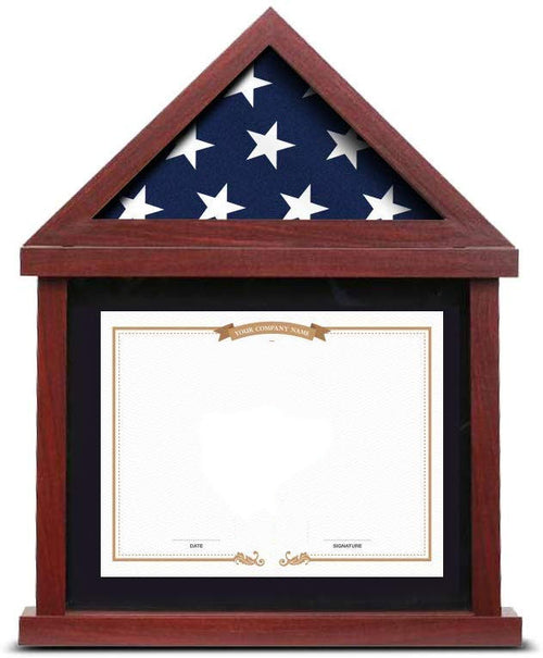 Flag Display Case for 3’x5’ Folded Flag with Mahogany Finish Glass ...